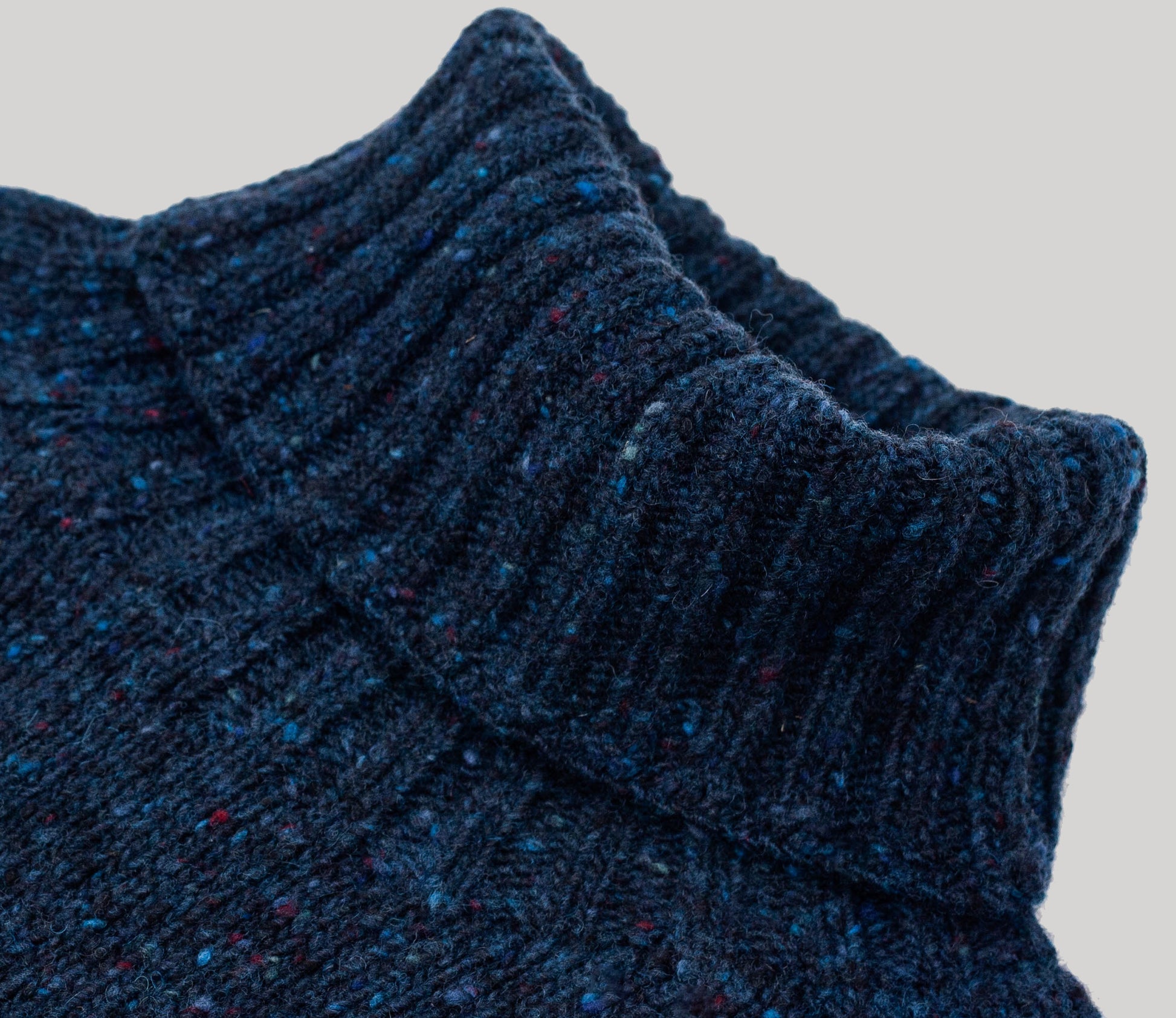 Merino Wool Donegal Roll Neck Jumper in Petrol Tweed – Genuine Scottish ...