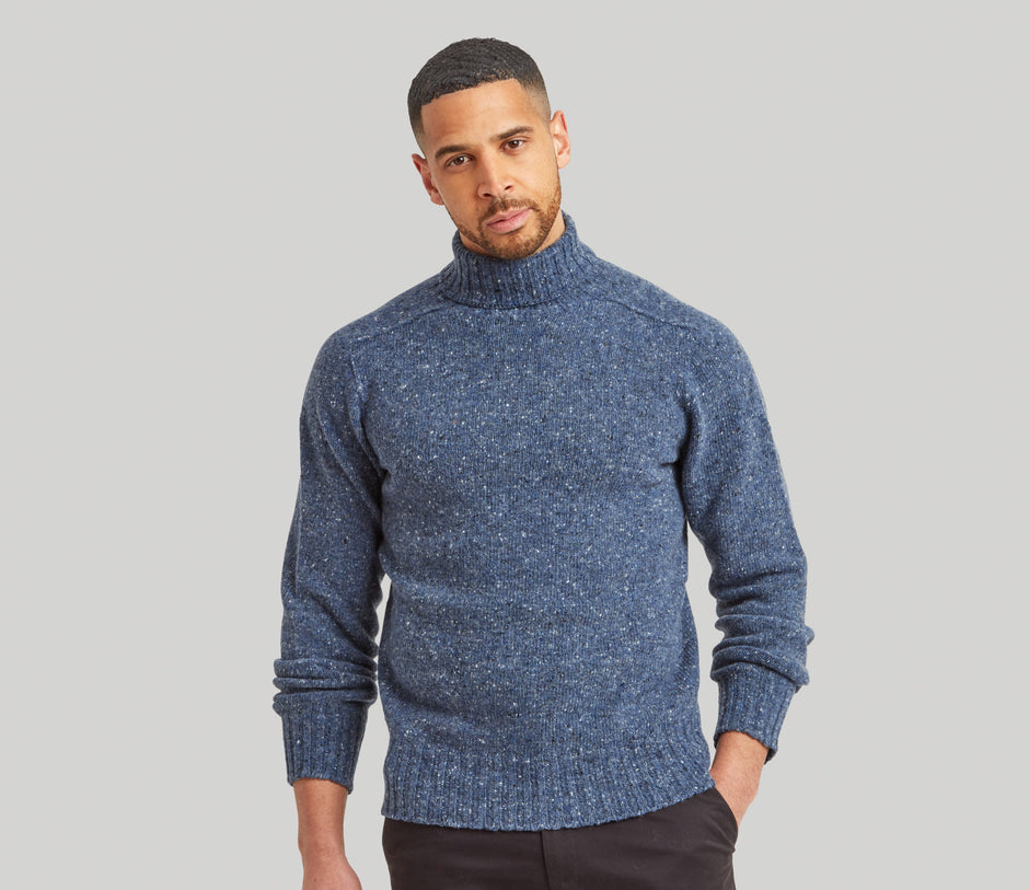 Merino Wool Donegal Roll Neck Jumper – Genuine Scottish Knits